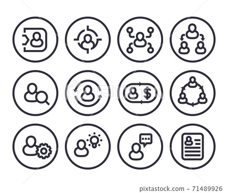 Management, human resources, HR, line icons - Stock Illustration ...