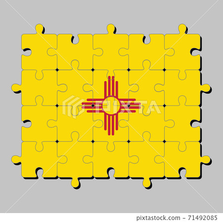 Jigsaw puzzle of New Mexico flag. The states of... - Stock Illustration ...