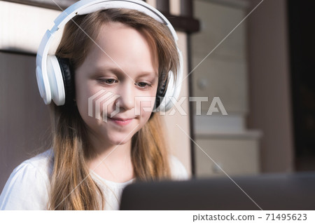 Little attractive caucasian girl in white... - Stock Photo [71495623 ...