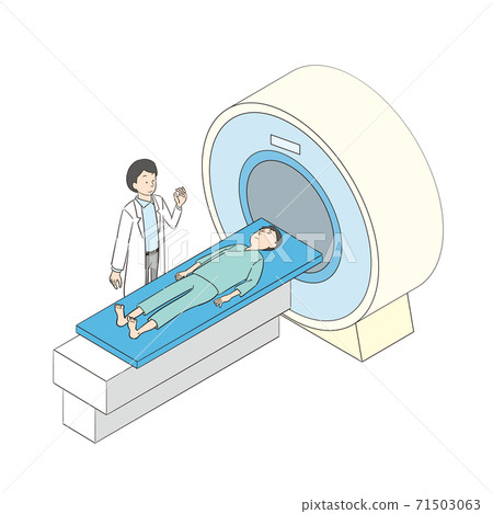 Illustration of a man doing a brain examination... - Stock Illustration ...