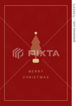 Christmas tree greeting card postcard size red - Stock Illustration ...