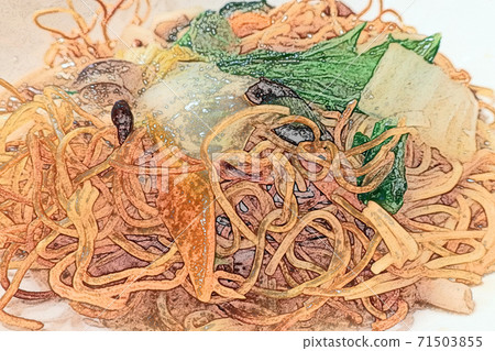 Homely and simple homemade "Ankake Yakisoba"... - Stock Illustration ...