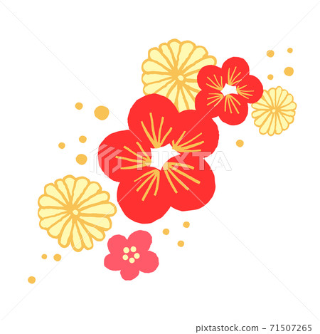 Lucky illustrations Plums, chrysanthemums, flowers - Stock Illustration ...