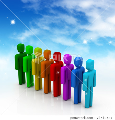 Colorful people in line - Stock Illustration [71510325] - PIXTA