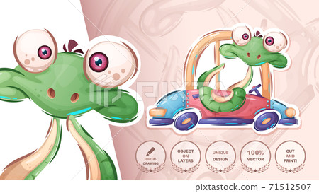 Snake driver the car - cute sticker - Stock Illustration [71512507] - PIXTA
