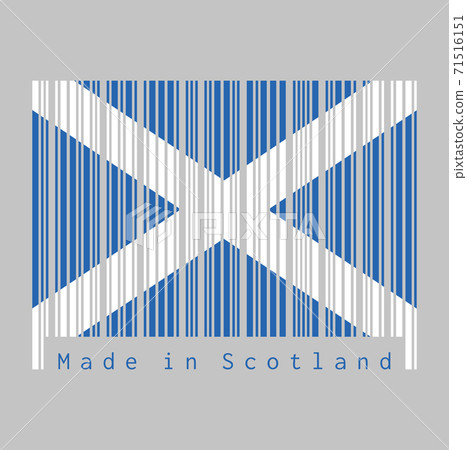 Barcode set the color of Scotland flag, - Stock Illustration [71516151 ...