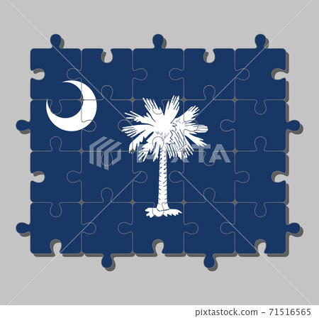 Jigsaw puzzle of South Carolina flag, Concept... - Stock Illustration ...