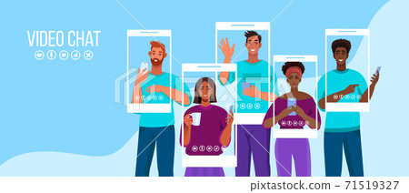 Video call and conference vector illustration... - Stock Illustration ...