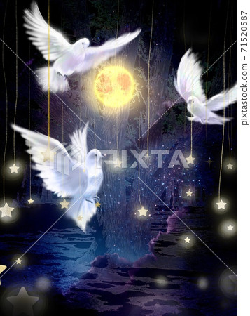 Beautiful illustration of three white doves... - Stock Illustration ...