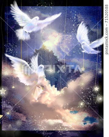 Beautiful illustration of three white doves... - Stock Illustration ...