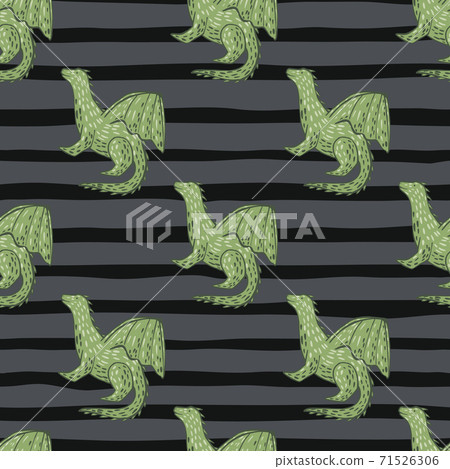 Green contoured dragon shapes ornament seamless... - Stock Illustration ...