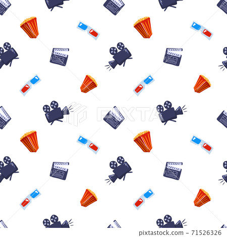 Isolated seamless cinema pattern with popcorn,... - Stock Illustration ...