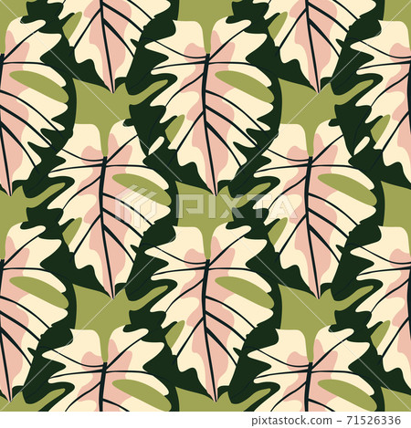 Multicolor exotic seamless monstera doodle... - Stock Illustration ...