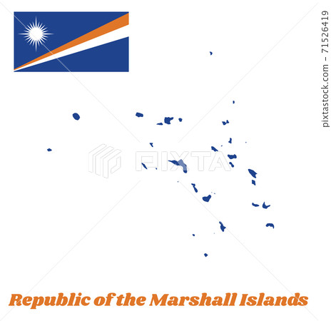 Map outline and flag of Marshall. with name... - Stock Illustration ...