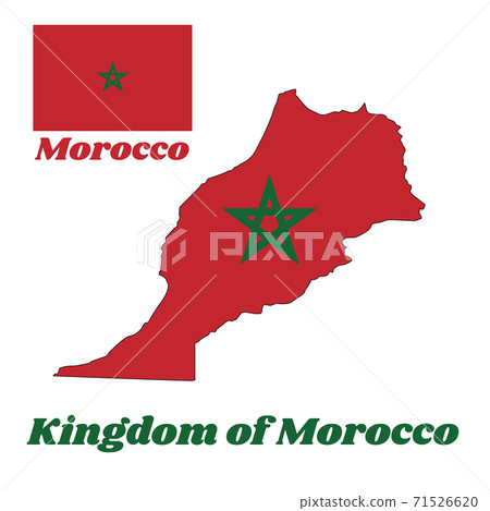 Map outline and flag of Morocco, it is a red... - Stock Illustration ...