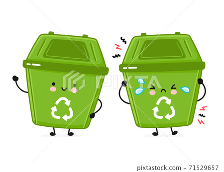 Cute happy and sad garbage container - Stock Illustration [71529657 ...