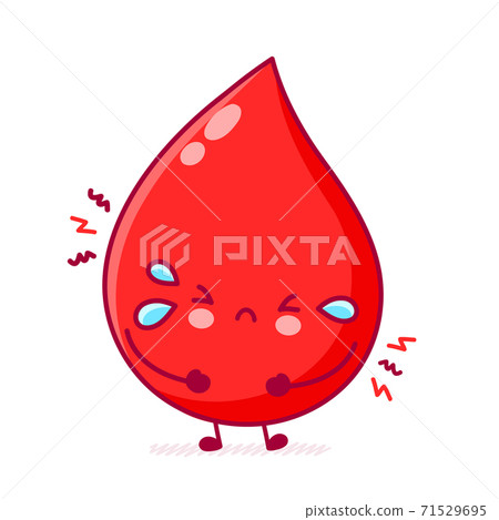 Cute sad sick blood drop. Vector - Stock Illustration [71529695] - PIXTA