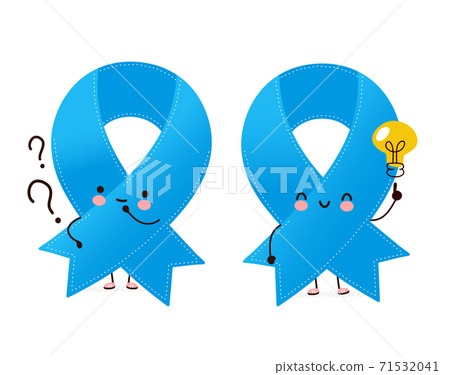 Cute happy funny blue ribbon character - Stock Illustration [71532041 ...