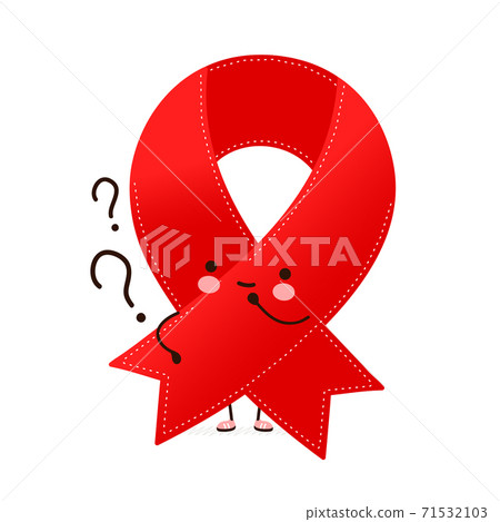 Cute red ribbon character with question marks - Stock Illustration ...