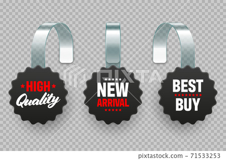 Supermarket promotional wobblers with ad text.... - Stock Illustration ...