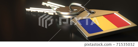 Flag of Romania on the keychain and keys.... - Stock Illustration ...