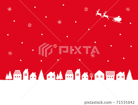 Christmas landscape on red background - Stock Illustration [71535842 ...