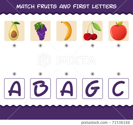 Match cartoon fruits and first letters.... - Stock Illustration ...