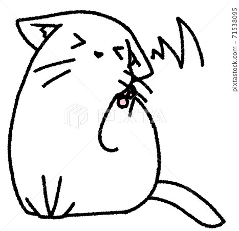 Itchy white cat - Stock Illustration [71538095] - PIXTA