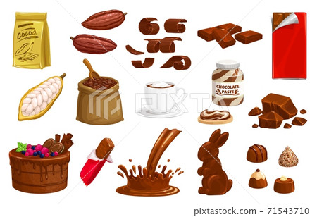 Chocolate and cocoa vector icons choco production - Stock Illustration ...