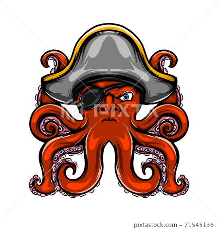 The pirates octopus has only one eye and his... - Stock Illustration ...