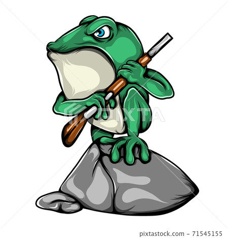 The soldier green frog holding the shoot gun... - Stock Illustration ...