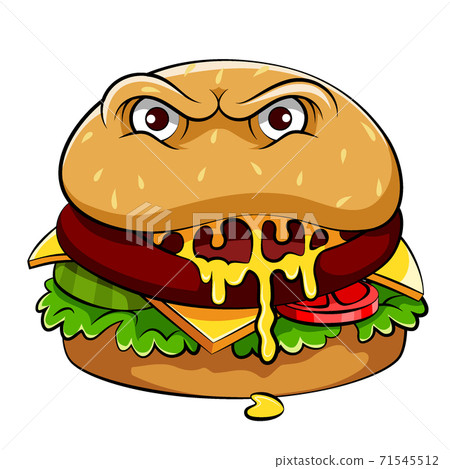 The delicious burger monster with the big eyes... - Stock Illustration ...