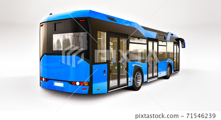 Mediun urban blue bus on a white isolated... - Stock Illustration ...