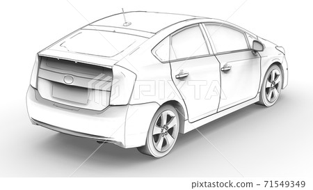 Three-dimensional model of a hybrid family car... - Stock Illustration ...