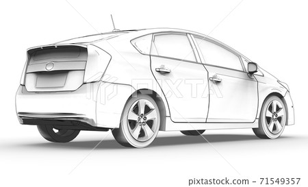 Three-dimensional model of a hybrid family car... - Stock Illustration ...
