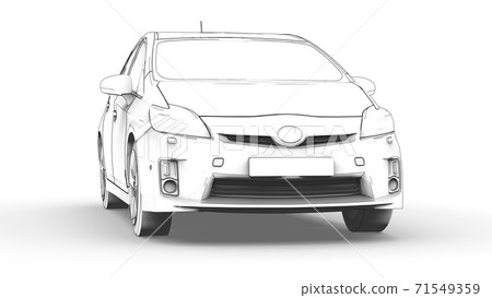 Three-dimensional model of a hybrid family car... - Stock Illustration ...