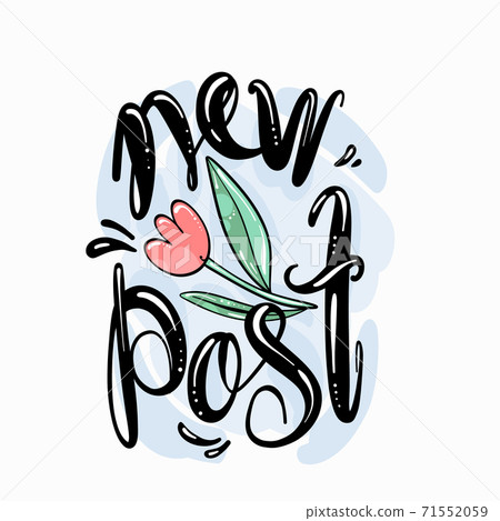 New post beautiful lettering handwritten flat... - Stock Illustration ...