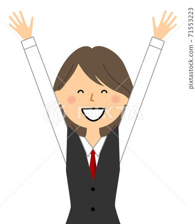 A woman in uniform doing banzai - Stock Illustration [71553223] - PIXTA