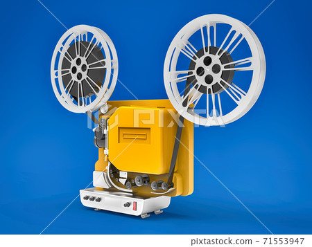 Yellow 3d cinema film projector isolated on... - Stock Illustration ...