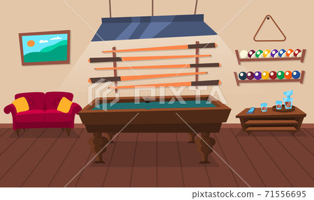 Cartoon Color Recreation Room Billiards or Pool... - Stock Illustration ...
