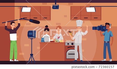 Live broadcast of cooking show from the TV... - Stock Illustration ...