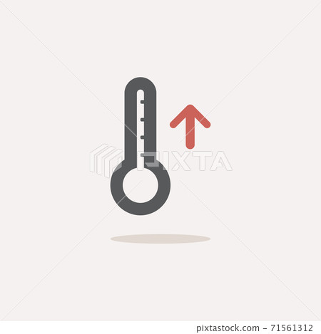 Thermometer. Rise temperature. Color icon with... - Stock Illustration ...
