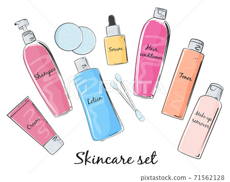 Skincare vector set illustration, handdrawn... - Stock Illustration ...