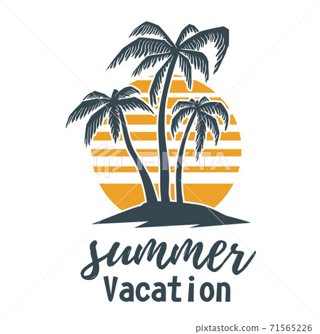 Summer emblem with palms. Design element for... - Stock Illustration ...