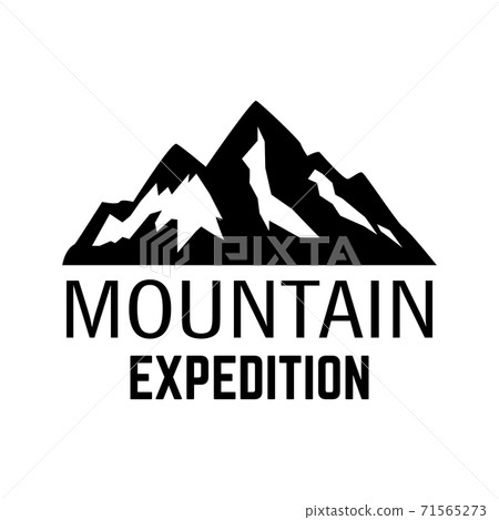 Mountain expedition. Emblem template with rock... - Stock Illustration ...