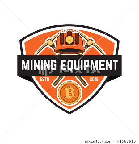 Cryptocurrency mining emblem isolated on white... - Stock Illustration ...