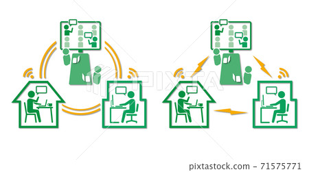 Telework Icon Illustration Video Conference /... - Stock Illustration ...