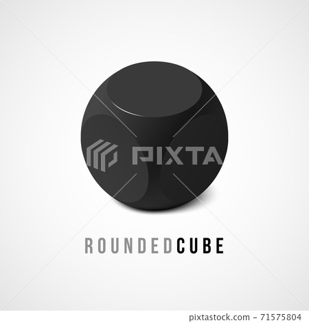 One isometric black cube with rounded edges and... - Stock Illustration ...