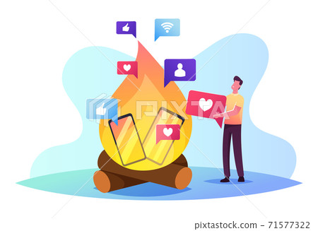 Man Throw Gadgets in Fire Refuse from Phone and... - Stock Illustration ...