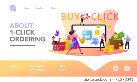 One Click Purchase Shopping Landing Page... - Stock Illustration ...